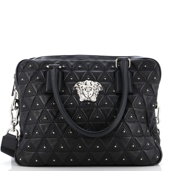Versace | Bags | Versace Medusa Laptop Briefcase Studded Quilted ...